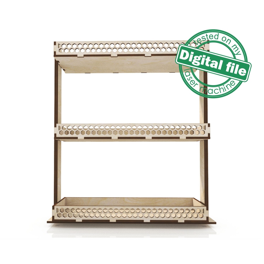 SVG, DXF, PDF Laser cut files Tiered Tray, Farmhouse Rectangular Open top 3-Shelf Tiered Tray ...